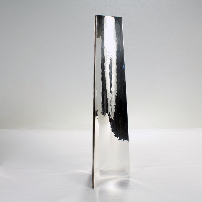 Pair of Angelo Mangiarotti Italian Modern Sterling Silver Vases for ...