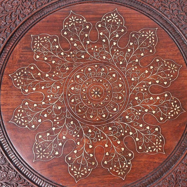 Pair of Anglo Indian Carved and Inlaid Tables or Stands at 1stDibs