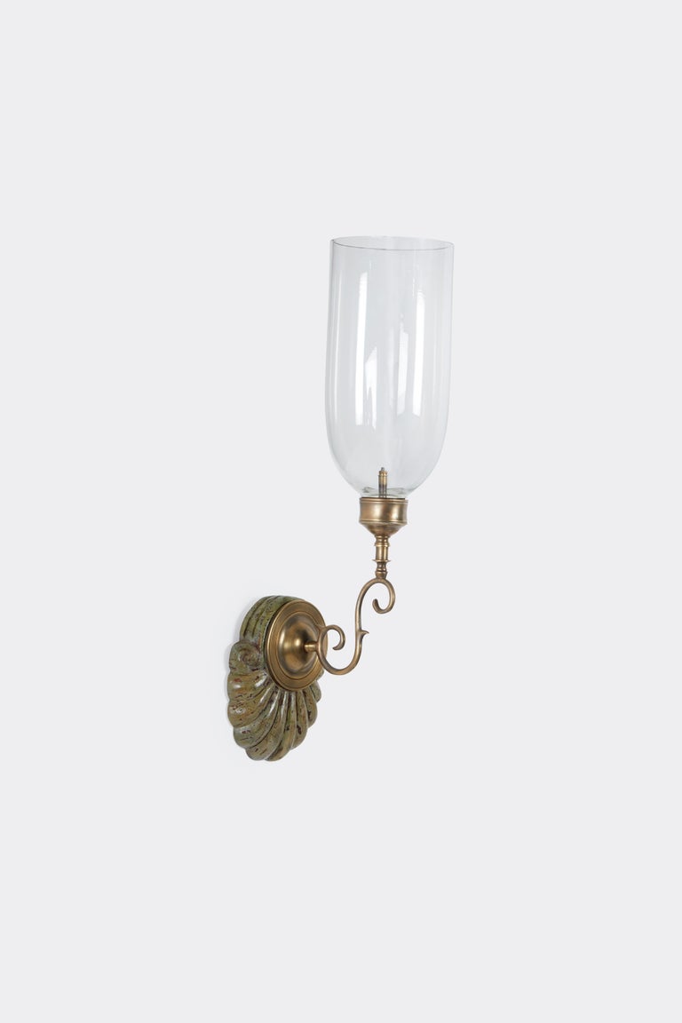 Pair of David Duncan Hurricane Sconces with Painted Scallop Shell ...