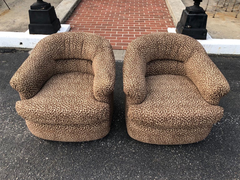Pair of Mid Century Animal Print Club Chairs on Casters at 1stDibs ...