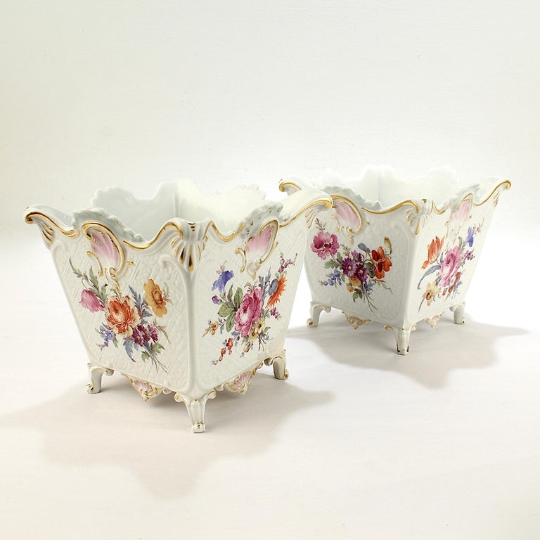 Pair of Antique 19th Century Meissen Porcelain Cachepot or Jardinieres ...