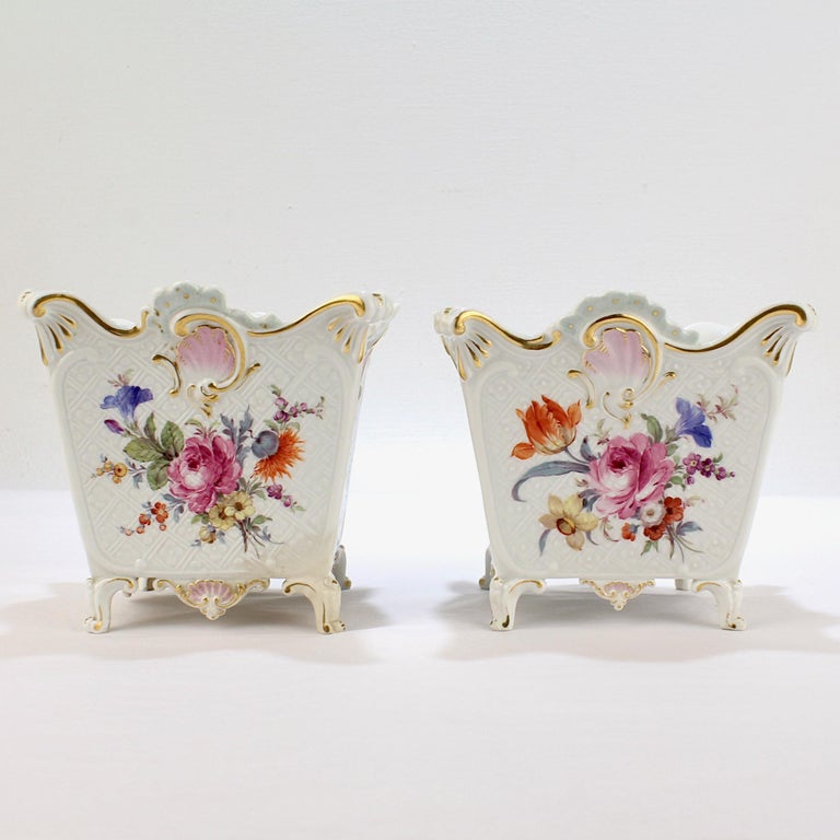 Pair of Antique 19th Century Meissen Porcelain Cachepot or Jardinieres ...