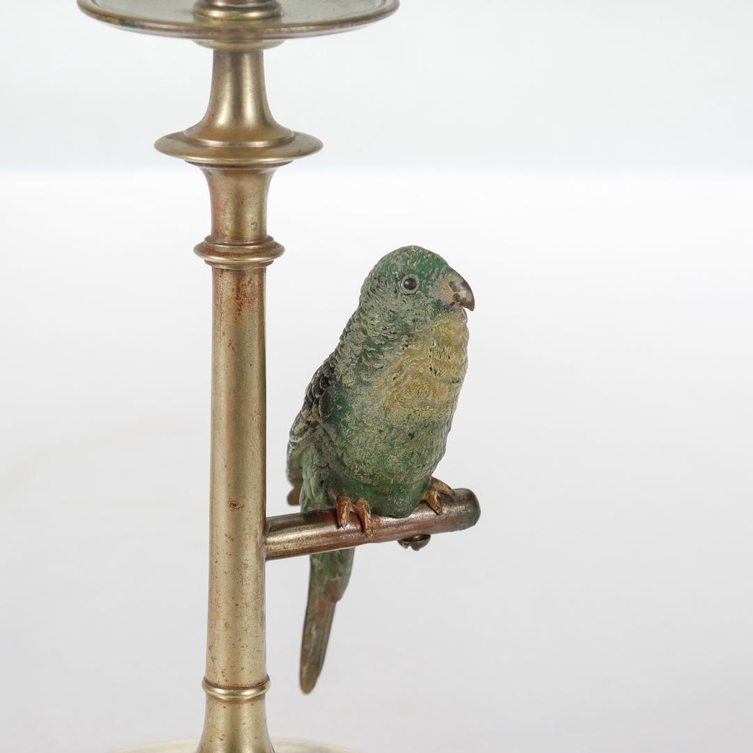 Pair of Antique Austrian Brass Candlesticks w Cold Painted Bronze ...