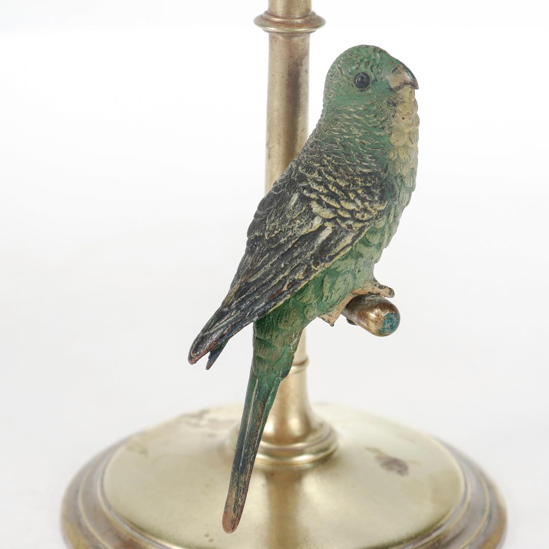 Pair of Antique Austrian Brass Candlesticks w Cold Painted Bronze ...