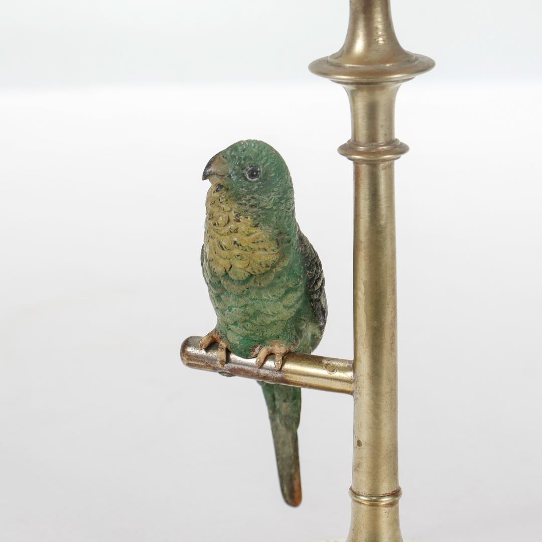 Pair of Antique Austrian Brass Candlesticks w Cold Painted Bronze ...