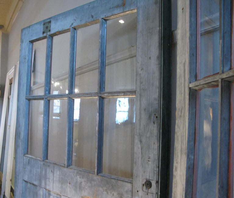 Pair of Antique Barn Doors with Divided Pane Windows at 1stDibs ...