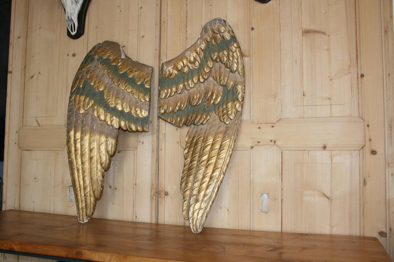 Pair of Antique Baroque Angel Wings, Hand Carved Wood and Giltwood For ...