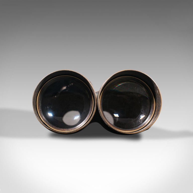 Pair of Antique Binoculars, English, Brass, Leather, Optical Instrument ...