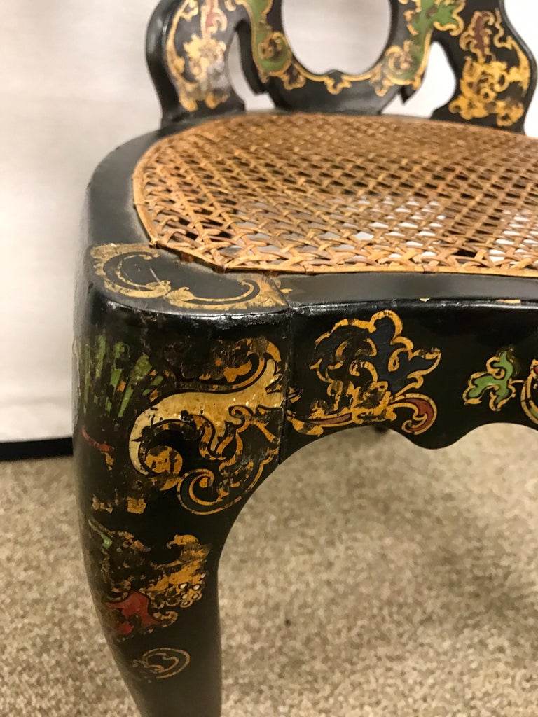 Pair of Antique Black Japanned Japan Cane Chairs Seats For Sale at ...