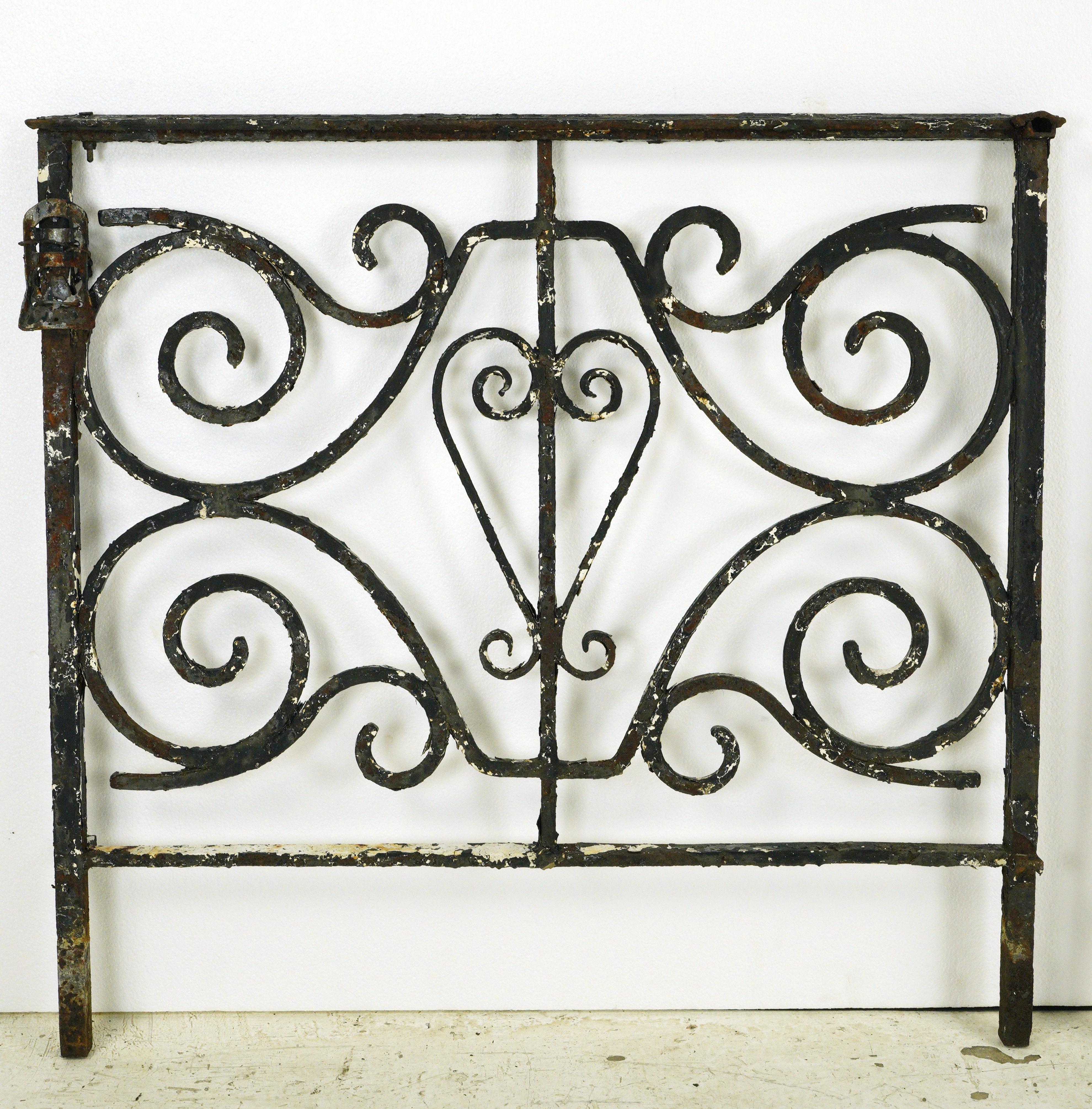 Pair of Antique Black Wrought Iron Fence Panels For Sale at 1stDibs
