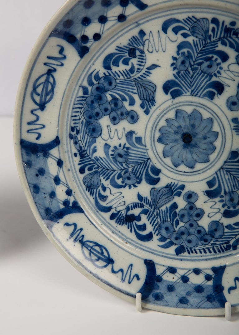 Pair of Antique Blue and White Delft Plates circa 1780 at 1stDibs
