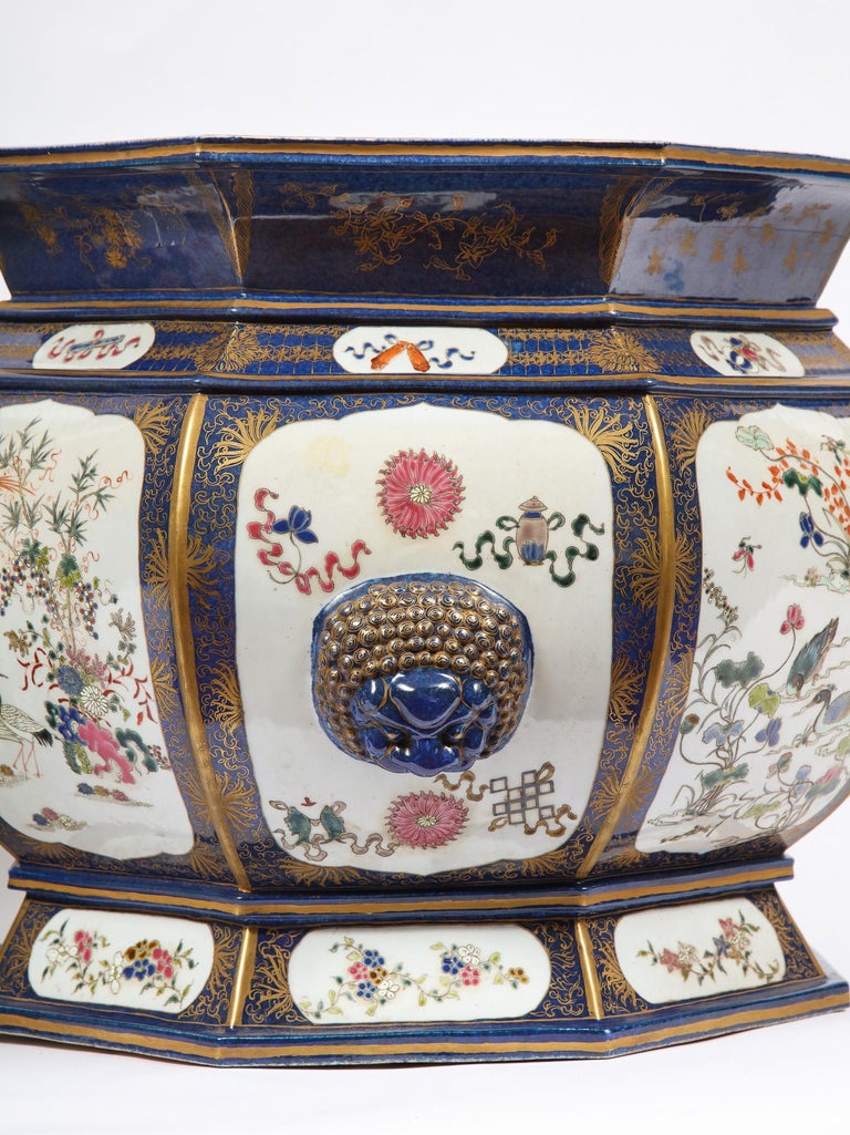 Antique Blue Chinese Porcelain Octagonal Shaped Fishbowls with ...