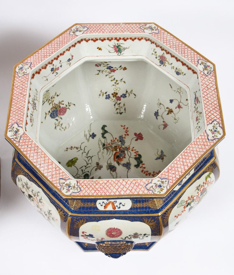 Antique Blue Chinese Porcelain Octagonal Shaped Fishbowls with ...