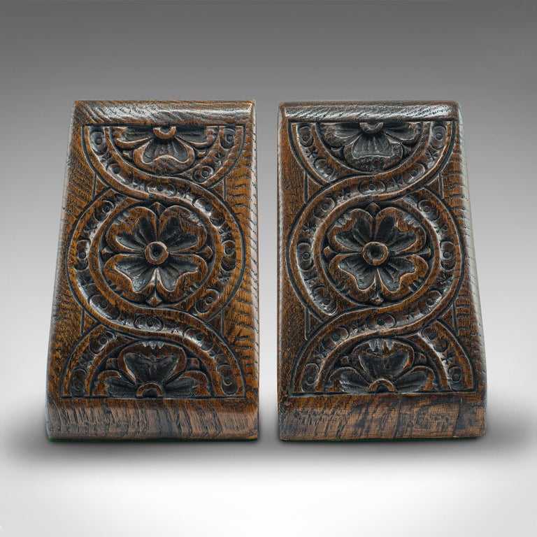 Pair of Antique Bookends, Scottish, Oak, Decorative Book Rest, Gothic ...