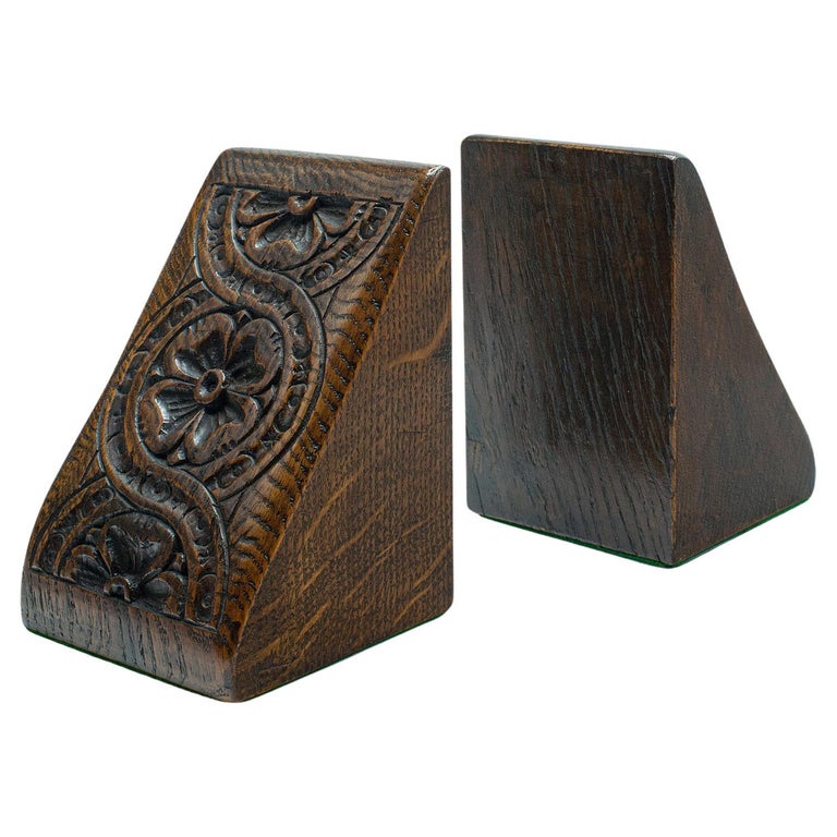 Pair of Antique Bookends, Scottish, Oak, Decorative Book Rest, Gothic ...