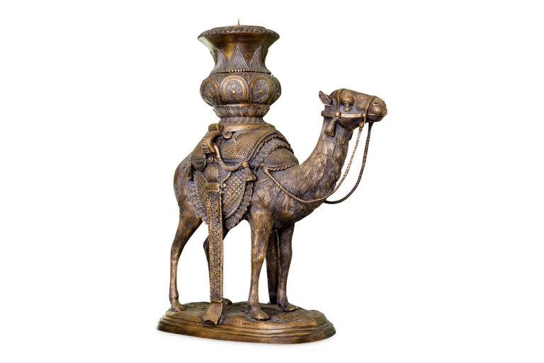 Pair of Antique Brass Camel Sculptures For Sale at 1stDibs