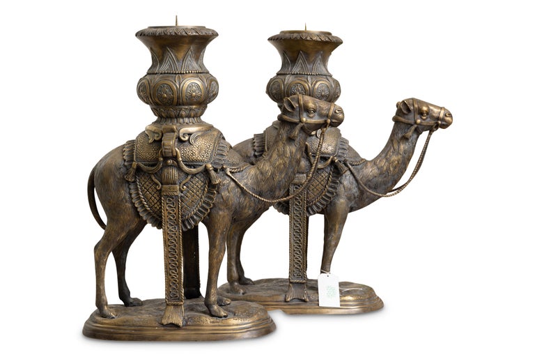 Pair of Antique Brass Camel Sculptures For Sale at 1stDibs