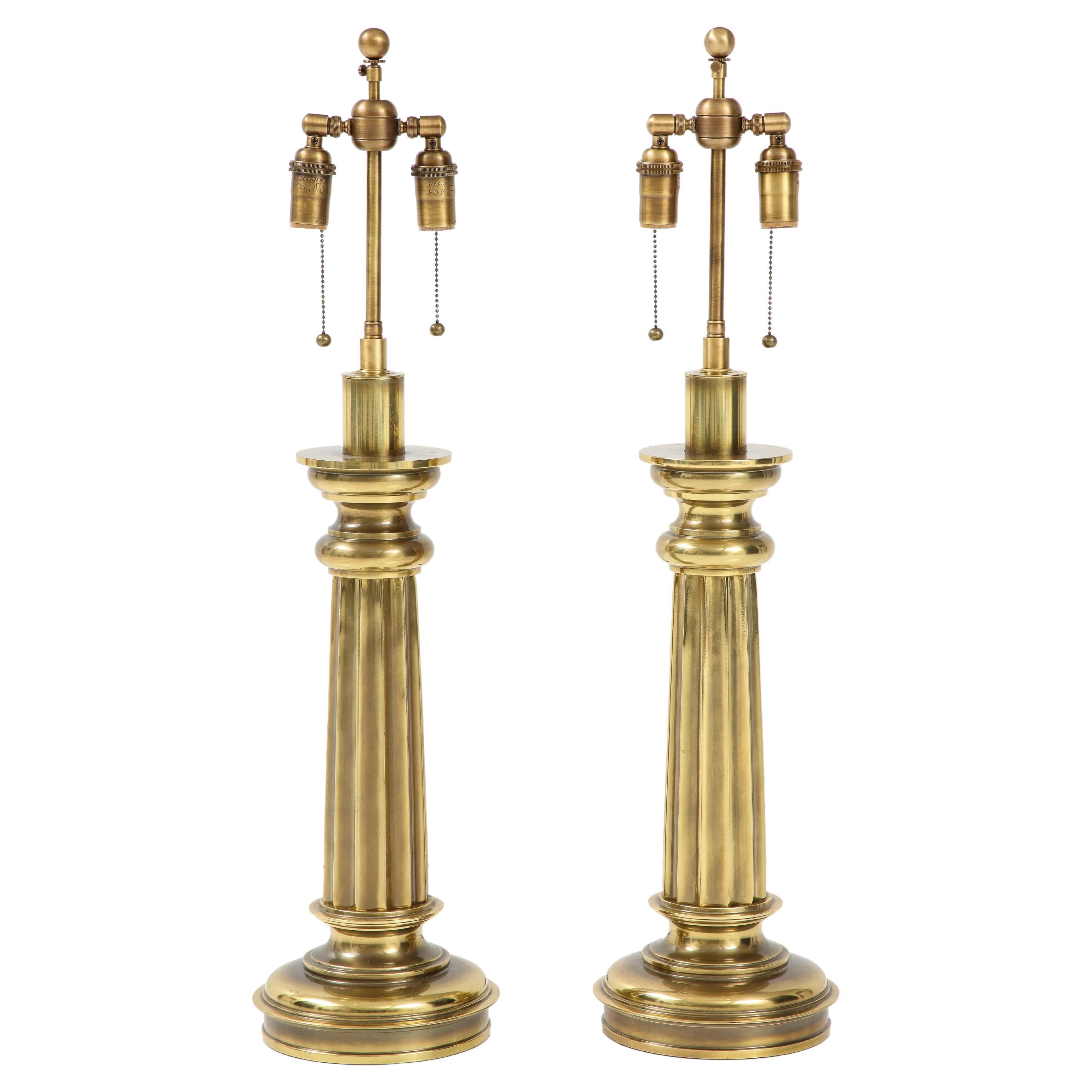 Pair of Monumental Stiffel Brass Lamps For Sale at 1stDibs