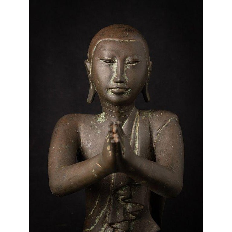 Pair of Antique Bronze Burmese Monk Statues from Burma For Sale at 1stDibs