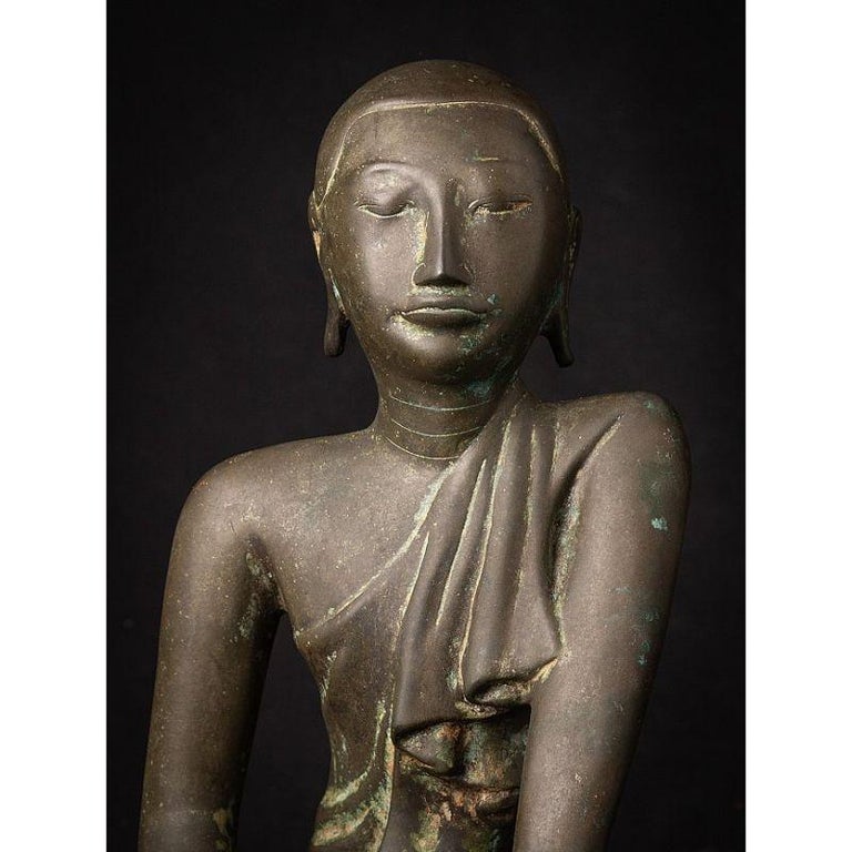 Pair of Antique Bronze Burmese Monk Statues from Burma For Sale at 1stDibs