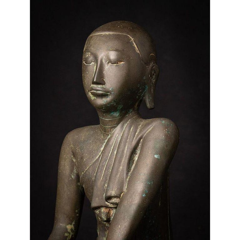 Pair of Antique Bronze Burmese Monk Statues from Burma For Sale at 1stDibs