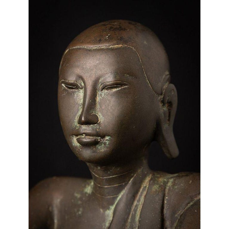 Pair of Antique Bronze Burmese Monk Statues from Burma For Sale at 1stDibs