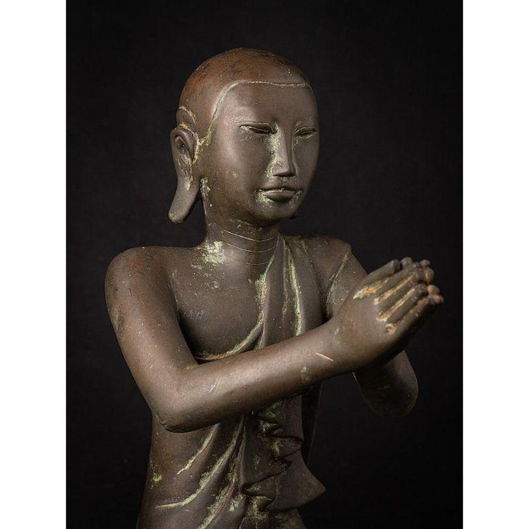 Pair of Antique Bronze Burmese Monk Statues from Burma For Sale at 1stDibs