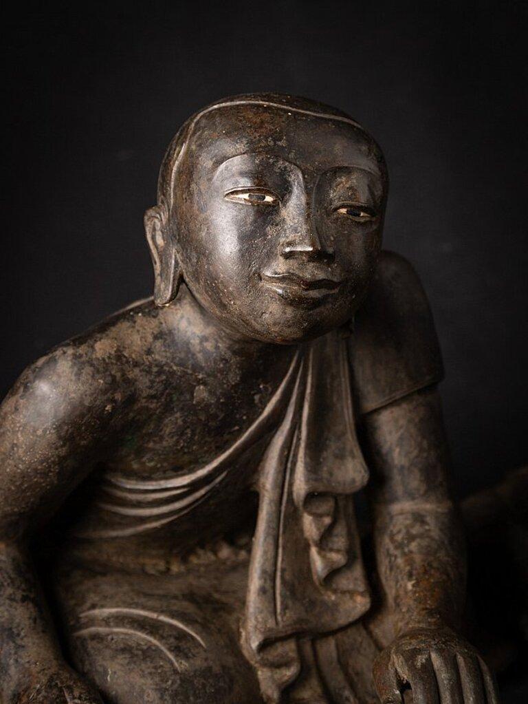 Pair of Antique Bronze Monk Statues from Burma For Sale at 1stDibs