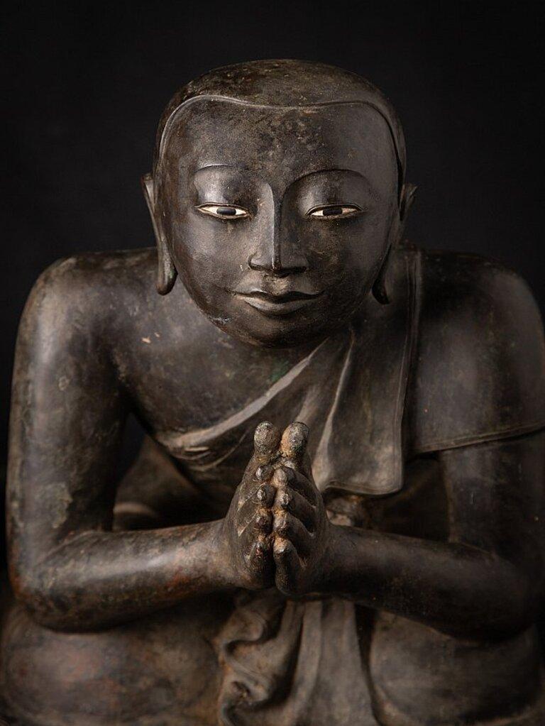Pair of Antique Bronze Monk Statues from Burma For Sale at 1stDibs