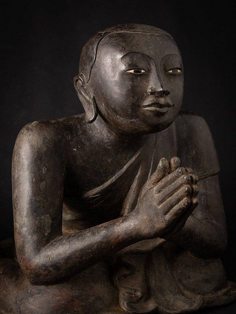 Pair of Antique Bronze Monk Statues from Burma For Sale at 1stDibs