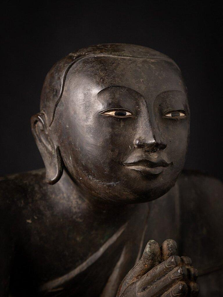 Pair of Antique Bronze Monk Statues from Burma For Sale at 1stDibs