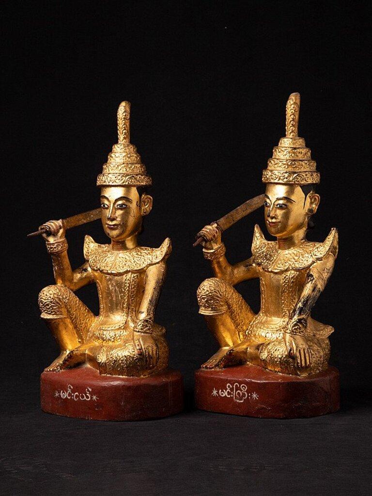 Pair of Antique Burmese Nat Statues from Burma For Sale at 1stDibs