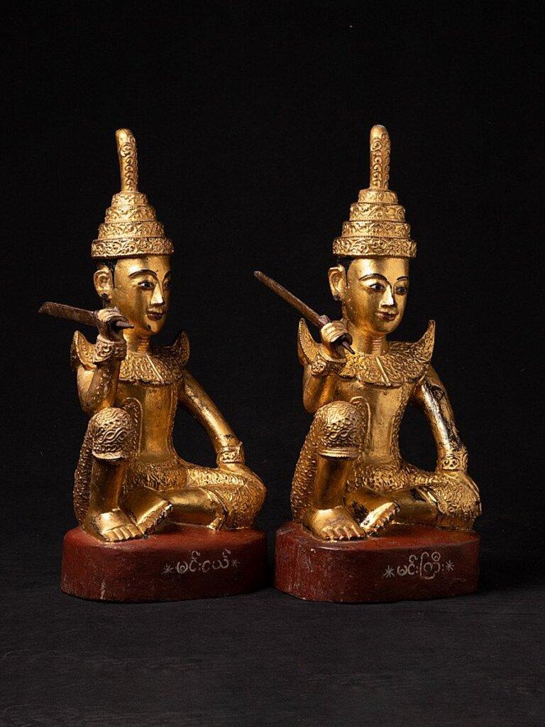Pair of Antique Burmese Nat Statues from Burma For Sale at 1stDibs