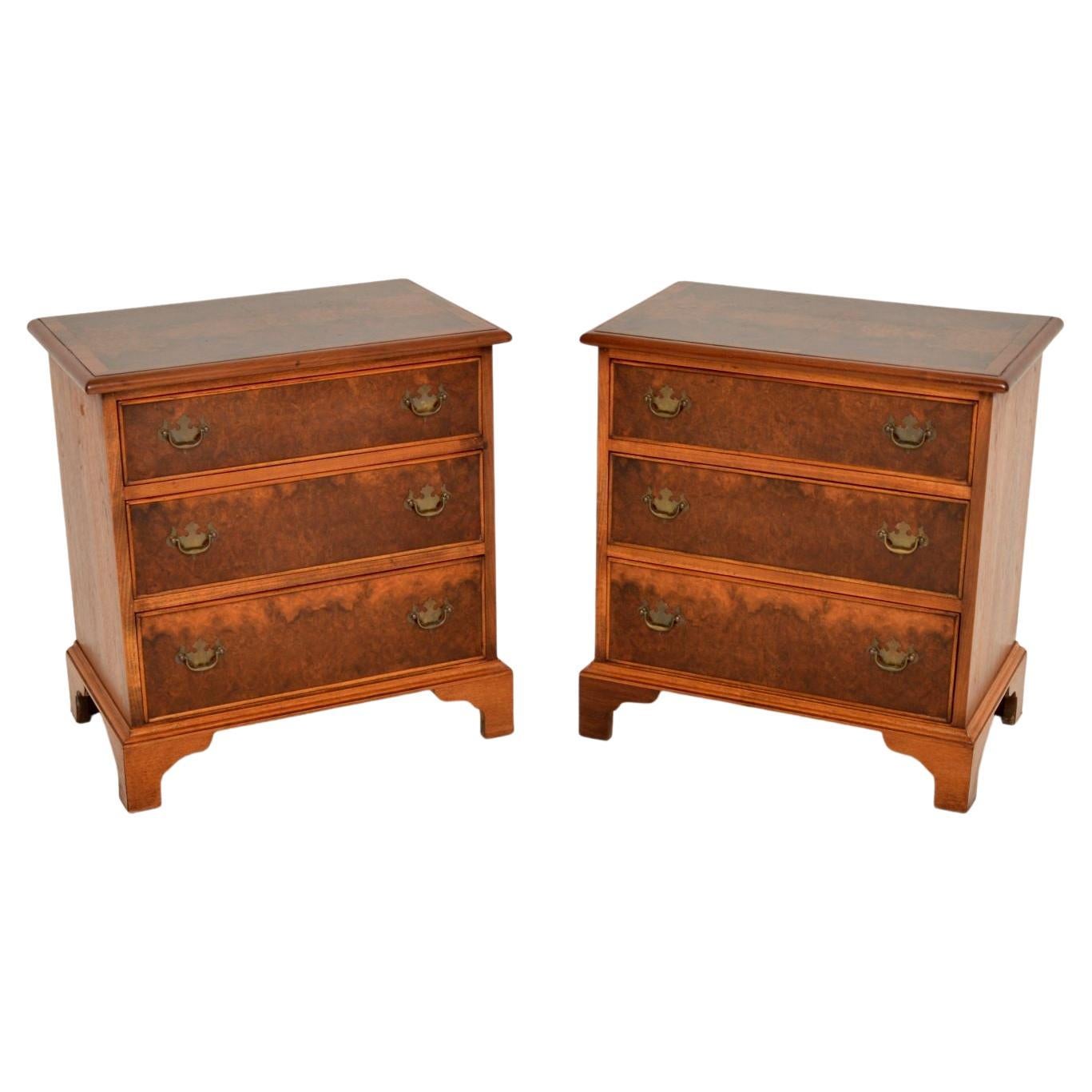 Pair of Antique Burr Walnut Chest of Drawers at 1stDibs