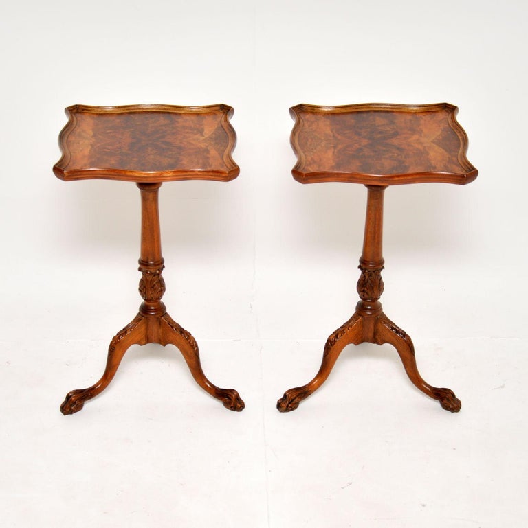 Pair of Antique Burr Walnut Side Tables at 1stDibs