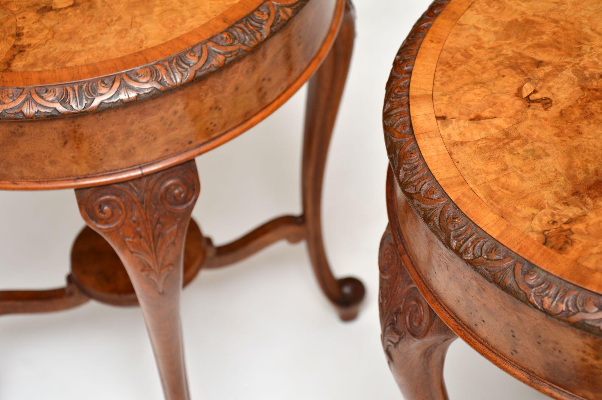 Pair of Antique Burr Walnut Side Tables at 1stDibs