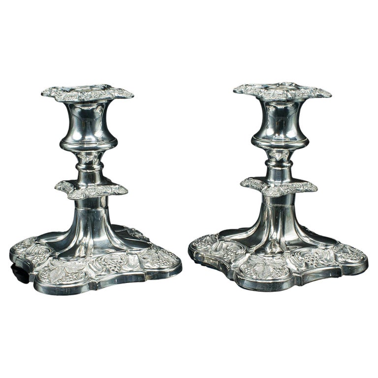 Pair of Antique Candlesticks, Silver Plate, Decorative, Candle Holder ...
