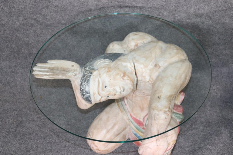 Pair of Antique Carved Figural Glass Top End Tables Side Tables For ...