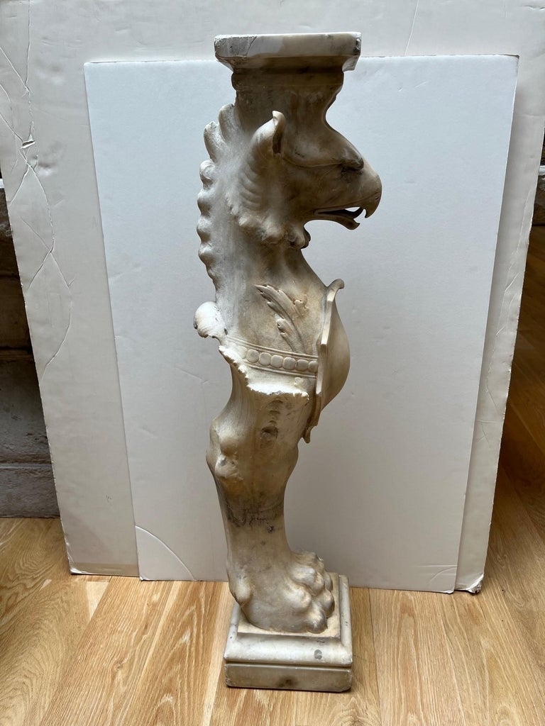 Pair of Antique Carved Marble Gargoyle Pedestals For Sale at 1stDibs