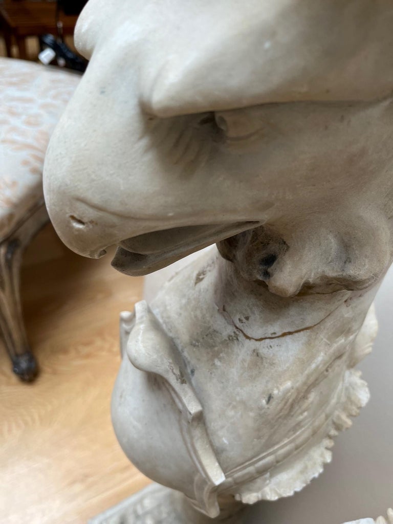 Pair of Antique Carved Marble Gargoyle Pedestals For Sale at 1stDibs