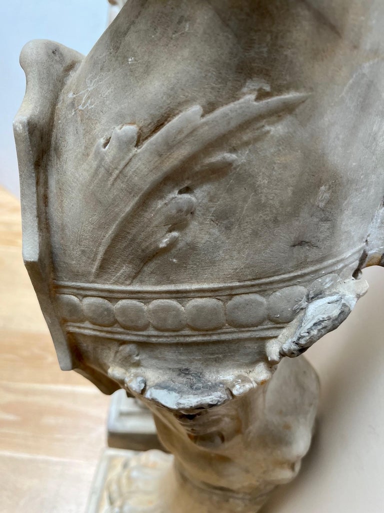 Pair of Antique Carved Marble Gargoyle Pedestals For Sale at 1stDibs
