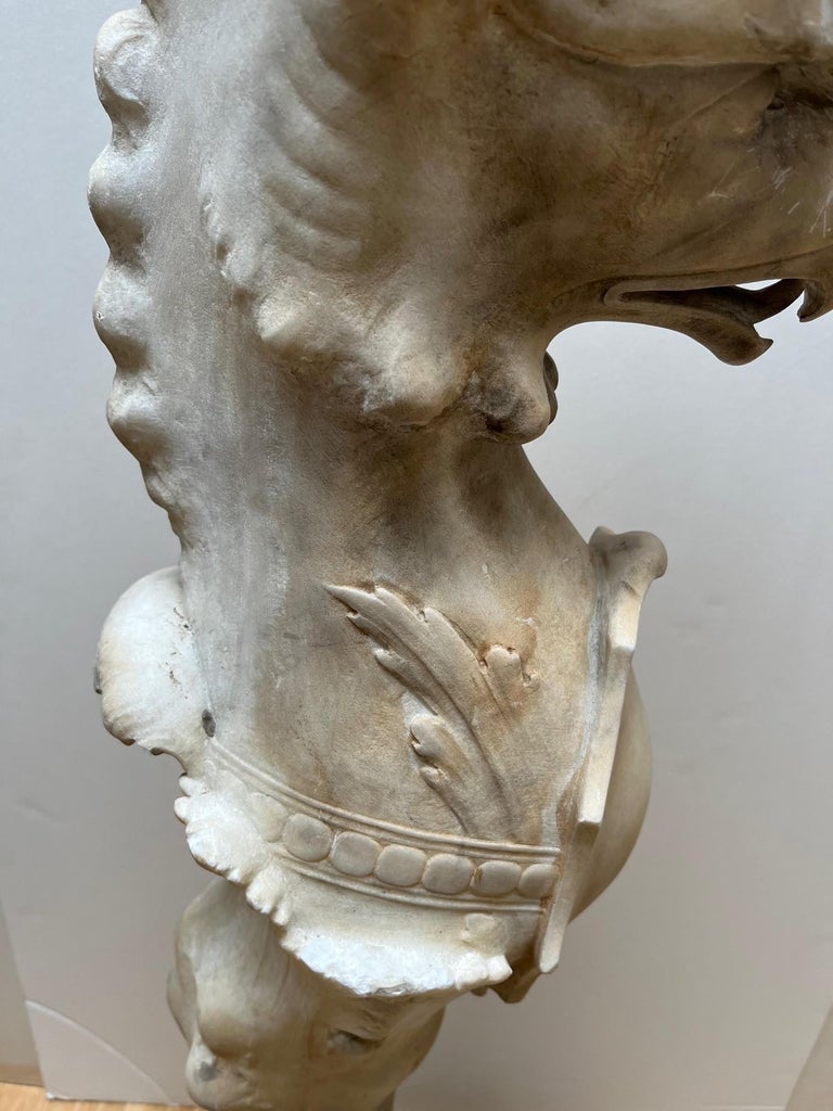 Pair of Antique Carved Marble Gargoyle Pedestals For Sale at 1stDibs