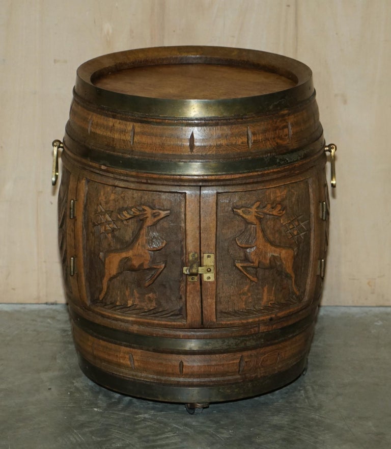 Pair of Antique Carved Side Table Sized Barrels Made into Bars / Drinks ...