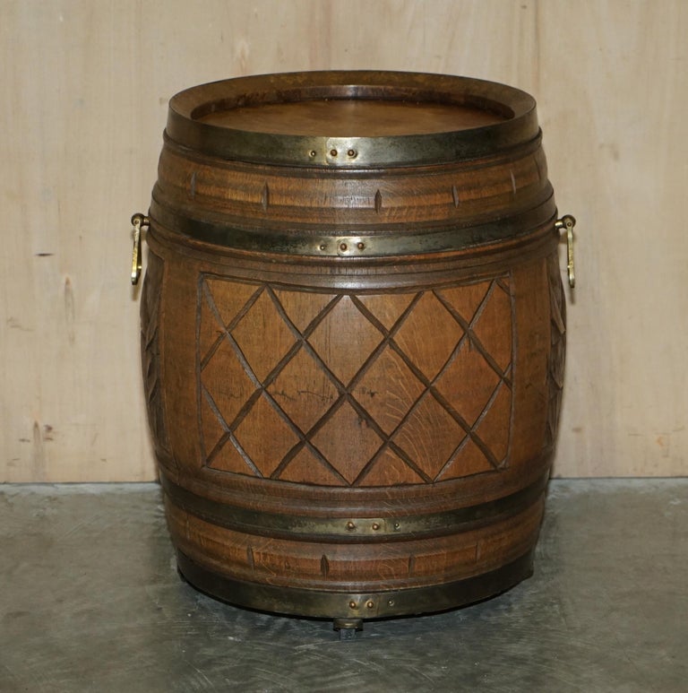 Pair of Antique Carved Side Table Sized Barrels Made into Bars / Drinks ...