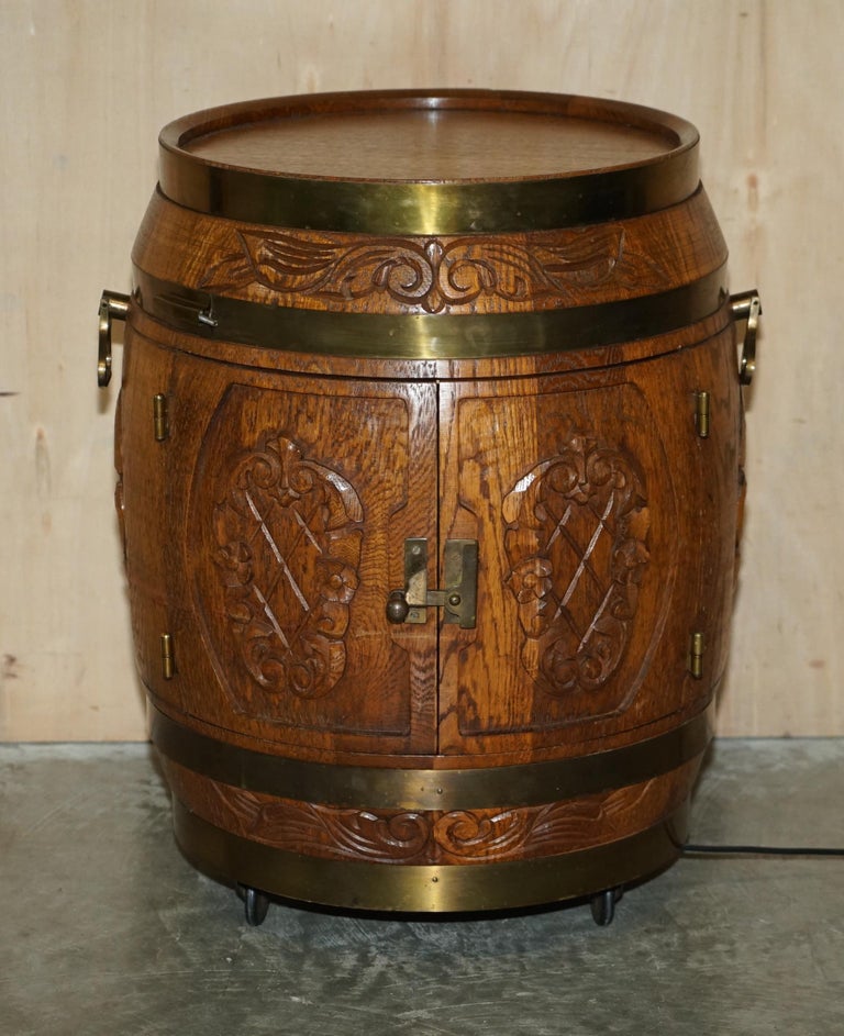 Pair of Antique Carved Side Table Sized Barrels Made into Bars / Drinks ...