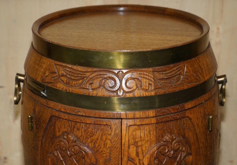 Pair of Antique Carved Side Table Sized Barrels Made into Bars / Drinks ...
