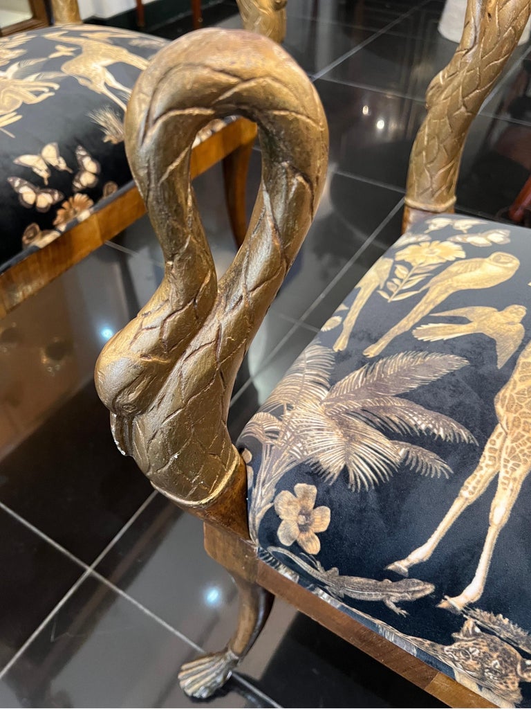 Pair of Antique Carved Swan Benches For Sale at 1stDibs