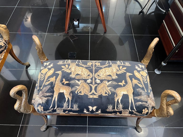 Pair of Antique Carved Swan Benches For Sale at 1stDibs