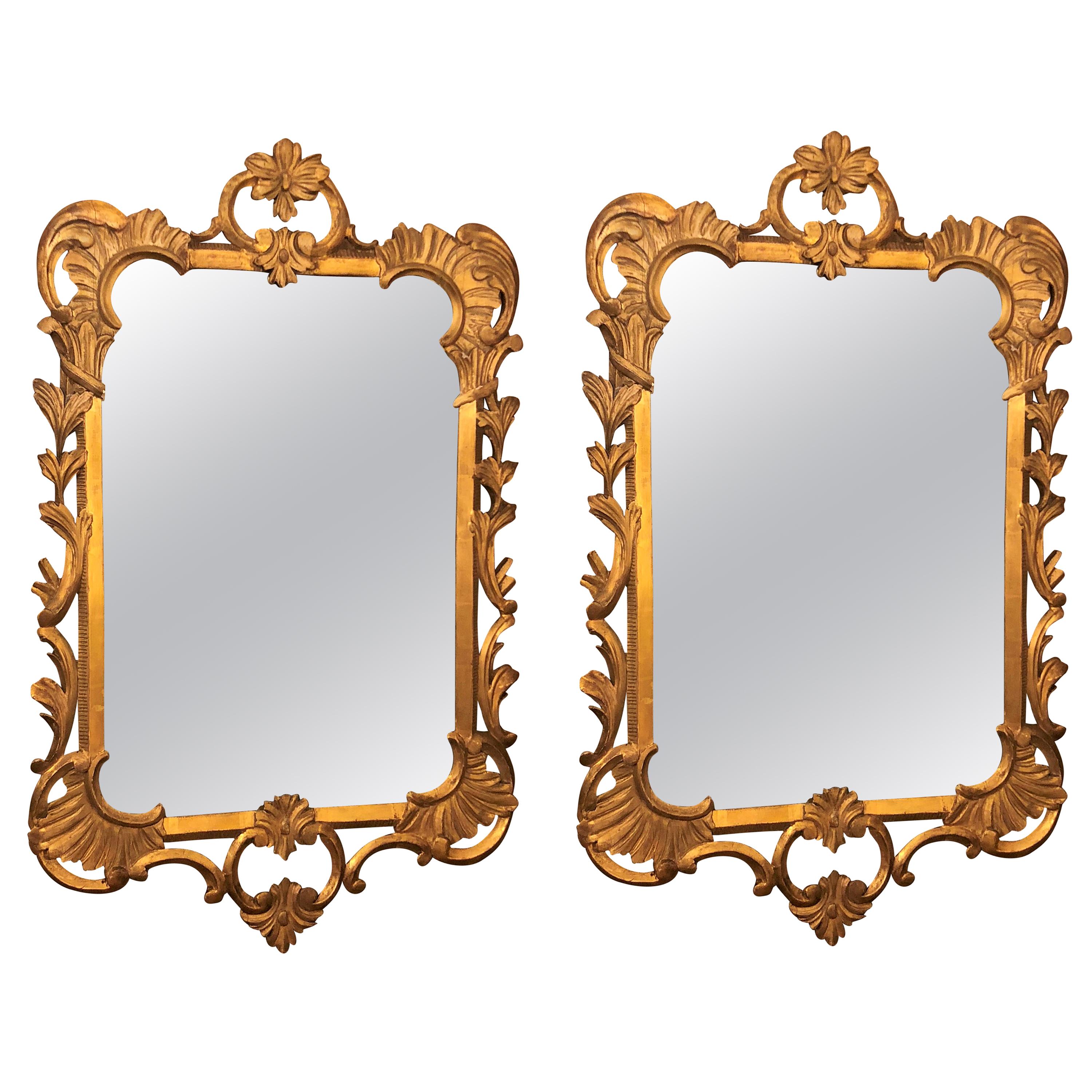 Pair of Vintage Carved Gilt Serpent Snake Wall Mirrors at 1stDibs