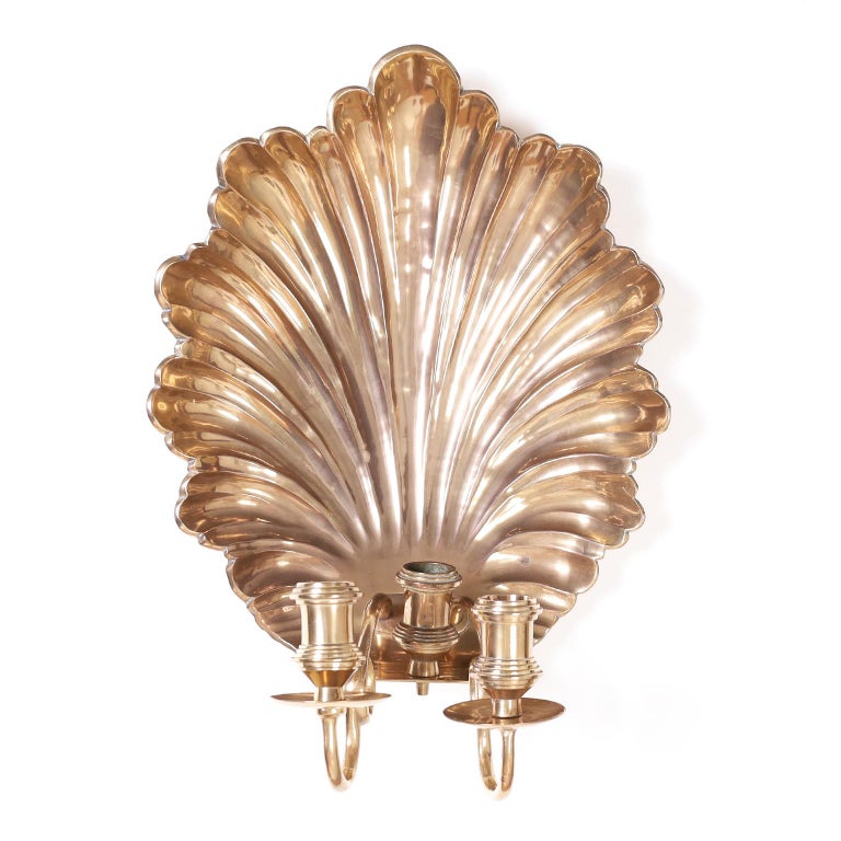 Pair of Antique Cast Brass Seashell Wall Sconces at 1stDibs | seashell ...